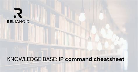 RELIANOID Provides IP Command Cheatsheet