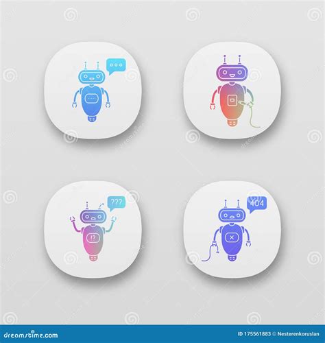 Chatbots App Icons Set Stock Vector Illustration Of Application