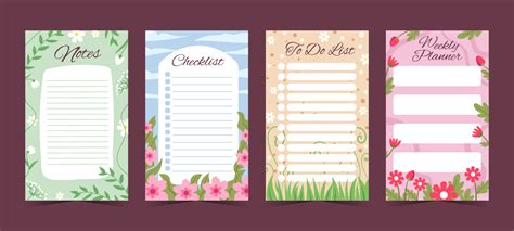 Spring Notes Template Vector Art At Vecteezy