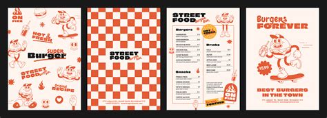 햄버거 복고풍 만화 패스트푸드 포스터와 카드 메뉴 초대장 스토리 템플릿 메뉴판에 대한 스톡 벡터 아트 및 기타 이미지 메뉴판 햄버거 류 레스토랑 Istock