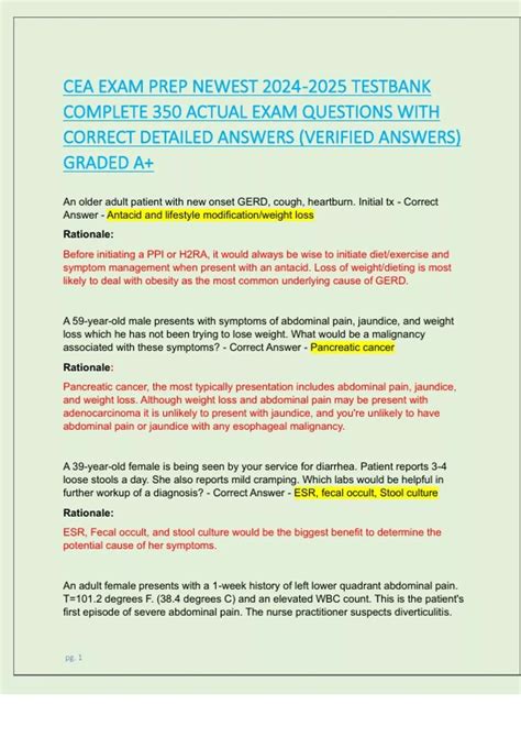 Cea Exam Prep Newest 2025 Testbank Complete 350 Actual Exam Questions And Correct Detailed
