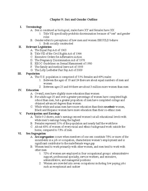 Chapter 9 Outline Professor Monica Allen Chapter 9 Sex And Gender