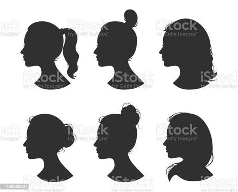 다른 헤어 스타일 벡터와 프로필 여자 Heand의 아름다운 컬렉션 여자에 대한 스톡 벡터 아트 및 기타 이미지 여자 아이콘