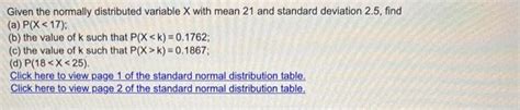 Solved Given The Normally Distributed Variable X With Mean