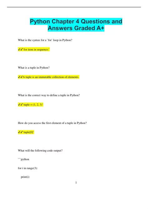 python chapter 4 questions and answers graded a python chapter 4 stuvia uk
