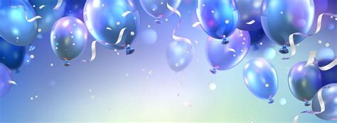 Free Vector Blue Birthday Banner With Balloons And Confetti