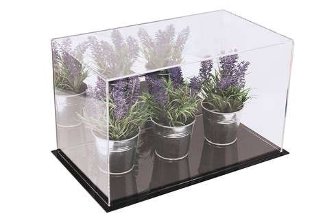 Acrylic Deluxe Display Case With Mirror Medium Rectangle Box 14 X 8 X 8 5 A011 Mds