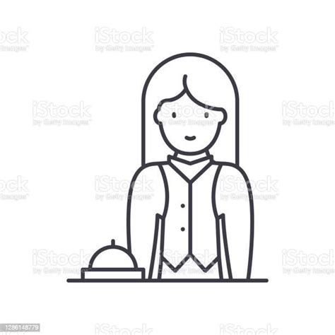 리셉션맨 아이콘 선형 격리 일러스트레이션 씬 라인 벡터 웹 디자인 사인 흰색 배경에 편집 가능한 스트로크가 있는 개요 개념 기호 개념에 대한 스톡 벡터 아트 및 기타 이미지