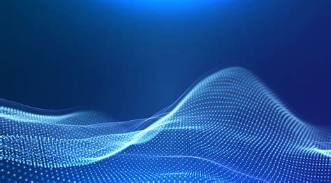 푸른 입자의 물결 추상 기술 흐름 배경 사운드 메쉬 패턴 또는 그리드 풍경 디지털 데이터 구조는 점 요소로 구성됩니다 향후 벡터 그림입니다 0명에 대한 스톡 벡터 아트 및