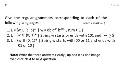 Solved Q1 6 Points Give The Regular Grammars Corresponding