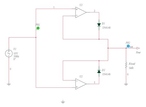 Precision Full Wave Rectifier Testing Multisim Live