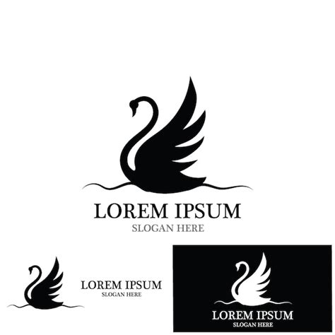 백조 격리 아이콘 로고 벡터 일러스트 템플릿 디자인 프리미엄 벡터