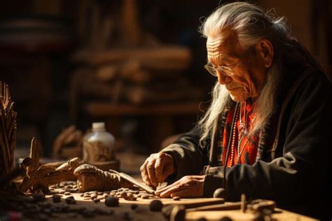 Premium Photo Zuni Tribe Member Carving A Kachina Doll A Symbol Of Their Spiritual Beliefs