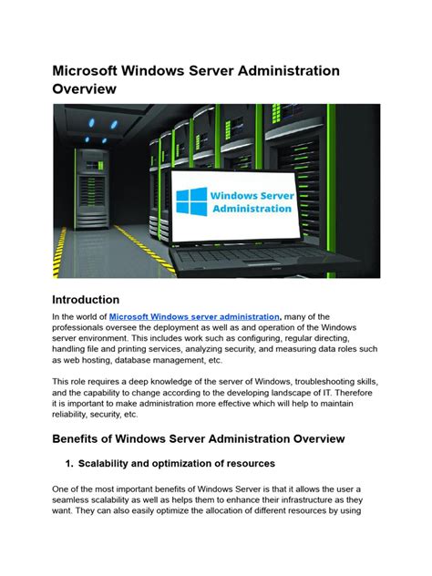 Microsoft Windows Server Administration Overview Pdf Microsoft Windows Security