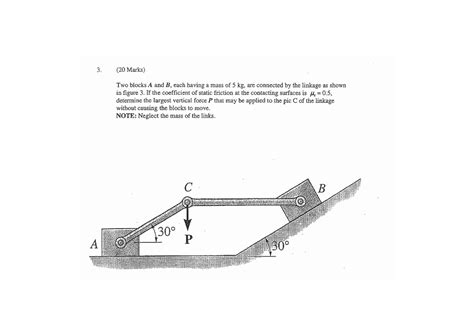 Solved 20 Marks Two Blocks A And B Each Having A Mass Of