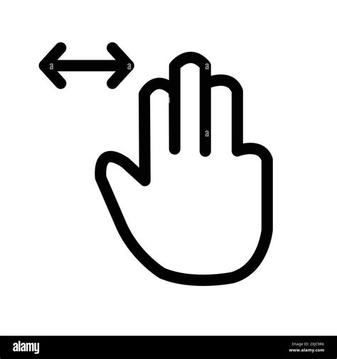 three fingers horizontal scroll icon flat set in black and white color