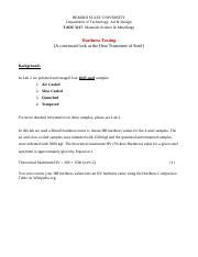 Materials Science Metallurgy Hardness Testing Course Hero