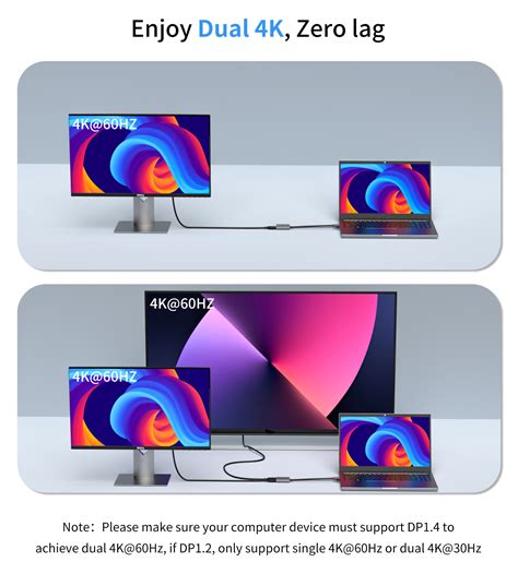 Free Shipping Fairikabe Displayport To Dual Displayport Splitter Adapter 4k 60hz Mst 1 In 2