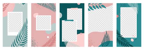 벡터 텍스트와 사진 프레임에 대 한 복사 공간을 최소한의 트 렌 디 한 스타일에 추상적 인 창조적 배경의 집합소셜 미디어 스토리에 대 한 디자인 템플릿 전단지에 대한 스톡