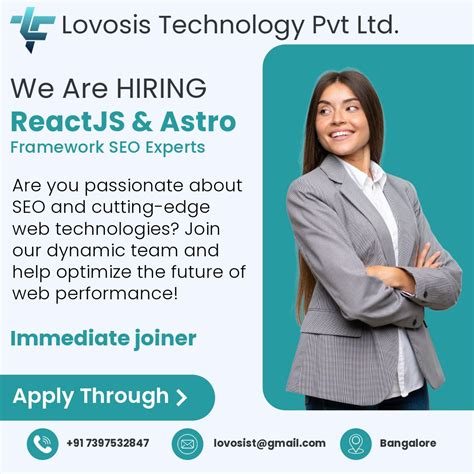 Intrested Wearehiring Reactjs Astroframework Seoexperts Jobopening Lovosis Technology