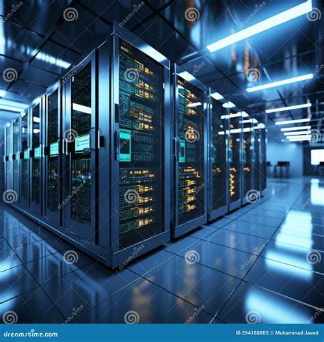 Computer Storage Systems In A White Server Room 3d Rendering Stock Illustration Illustration