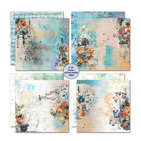3quarter Designs Paper 8x8 Paper Pack Cerulean Score Scrap Chicks