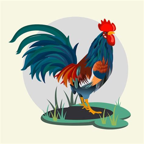 Premium Vector Rooster Painting Colorful Classic Design