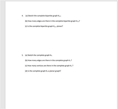 Solved 4 A Sketch The Complete Bipartite Graph K3 3 B