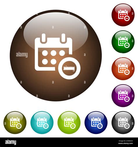 Remove Event From Calendar White Icons On Round Color Glass Buttons Stock Vector Image And Art Alamy