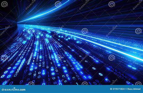 dynamic blur light with binary code zero and one computer language