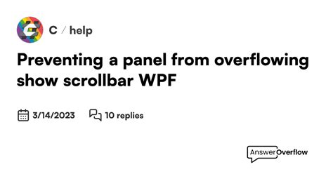 Preventing A Panel From Overflowing Show Scrollbar Wpf C