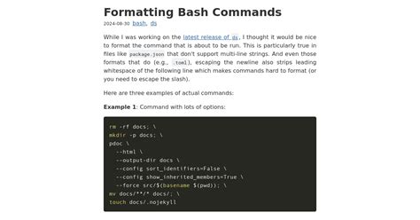 Formatting Bash Commands Metaist