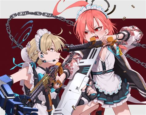 Greenkohgen Neru Blue Archive Toki Blue Archive Blue Archive Sig Sauer Highres Girls