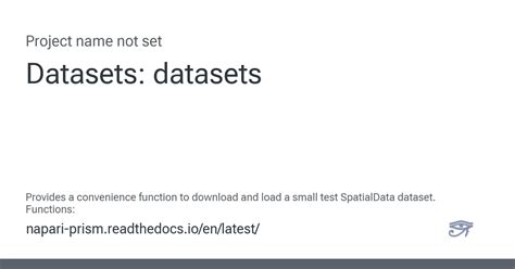 Datasets Datasets — Napari Prism