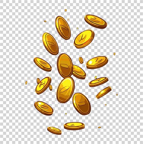 투명 한 배경 에 고립 된 금 동전 프리미엄 벡터