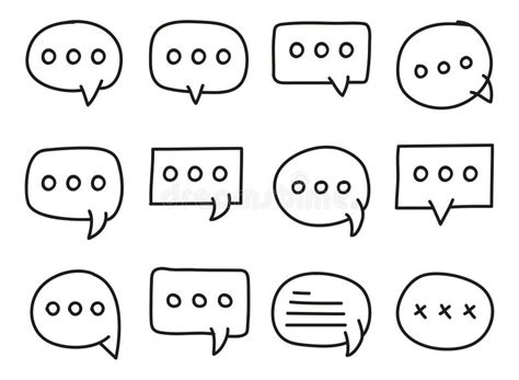 Doddle Hand Drawing Line Chat Bubble Collection Vector Illustration Stock Vector Illustration