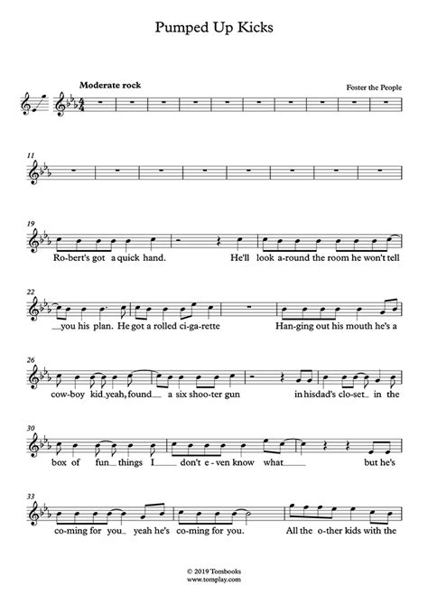 Pumped Up Kicks Foster The People Vocal Sheet Music