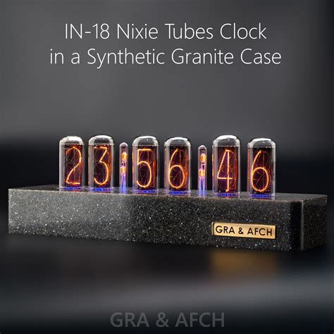 In 18 Nixie Clock With Sockets And Columns In Artistic Synthetic Granite Case Smf Rgb Usb