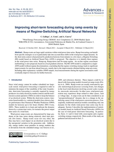 Pdf Improving Short Term Forecasting During Ramp Events By Means Of