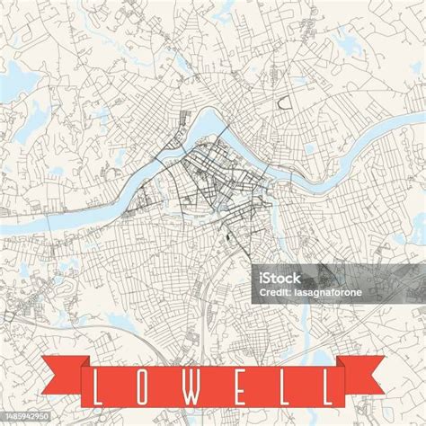 Lowell Massachusetts Usa Vector Map Stock Illustration Download Image