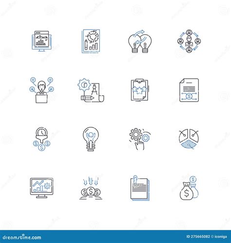 Roi Computation Line Icons Collection Analysis Metrics Quantifiable
