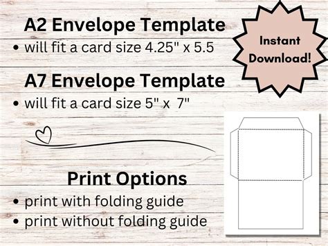 Printable Envelope Template A2 Envelope Template A7 Envelope Template