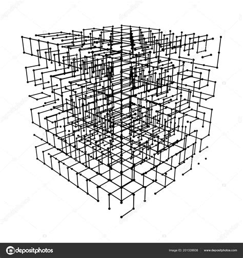 Wireframe Mesh Cube Stock Vector Image By Newb
