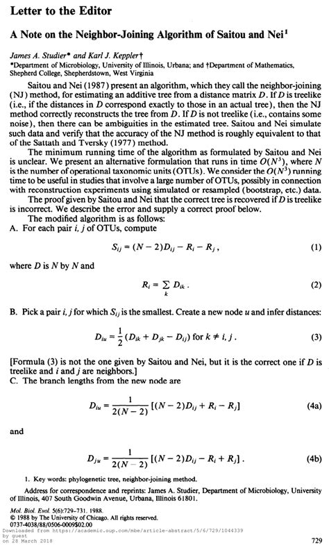 pdf a note on the neighbor joining algorithm of saitou and nei