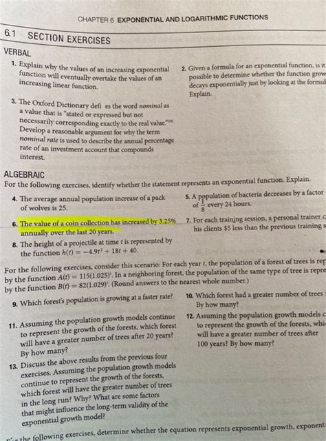 Solved Chapter 6 Exponential And Logarithmic Functions 6 1