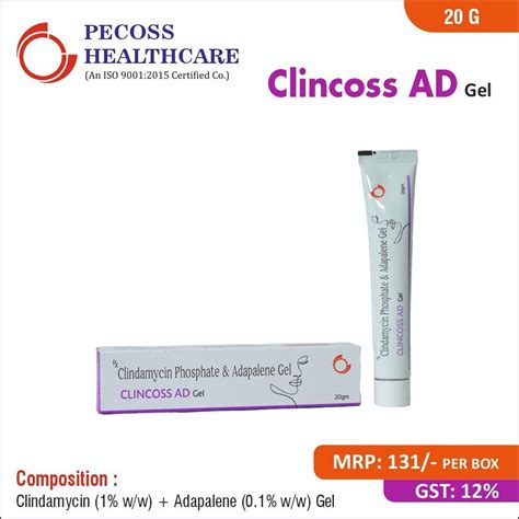 Clincoss Ad Clindamycin Phosphate And Adapalene Gel Strength 0 1 W W At ₹ 131 Piece In Panchkula