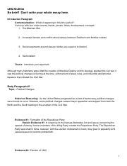 LEQ Outline Pdf LEQ Outline Be Brief Don T Write Your Whole Essay Here Introduction