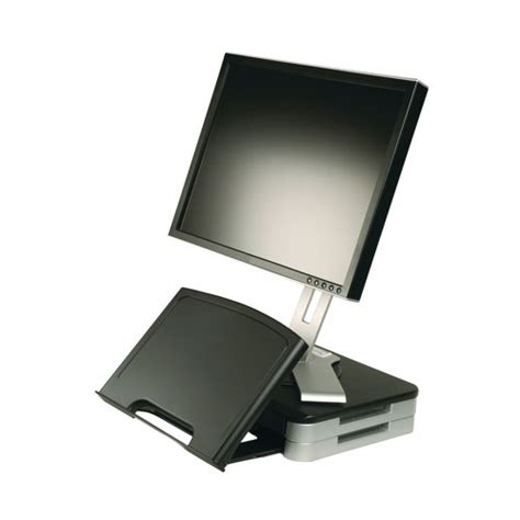 Q Connect Monitor Stand With Built In Angled Copyholder Black KF10700