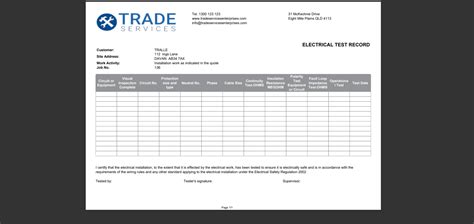 Electrical Installation Test Certificate Template