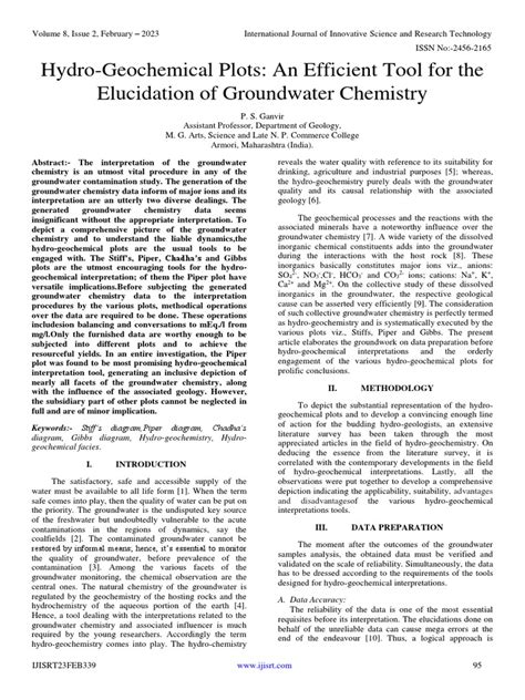 Hydro Geochemical Plots An Efficient Tool For The Elucidation Of